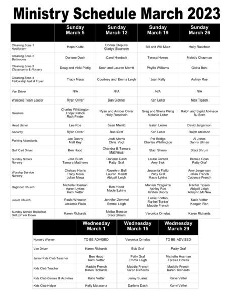 Ministry Schedule – Key Largo Baptist Church
