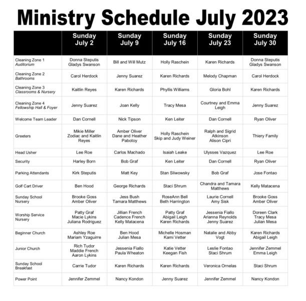 Ministry Schedule – Key Largo Baptist Church