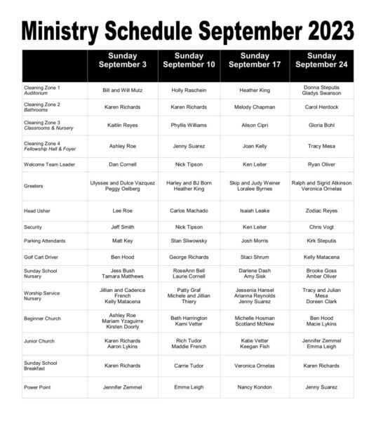 Ministry Schedule – Key Largo Baptist Church