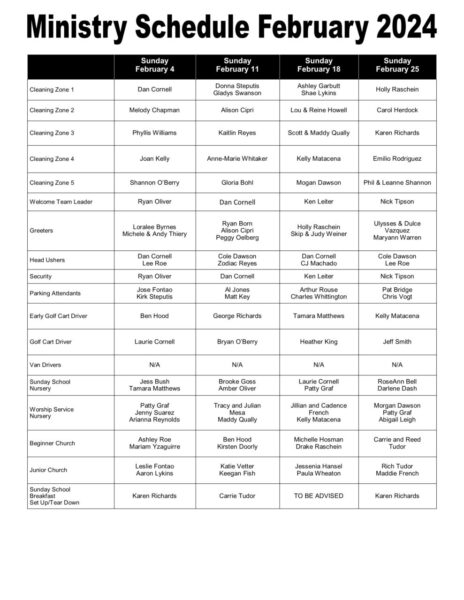 Ministry Schedule – Key Largo Baptist Church